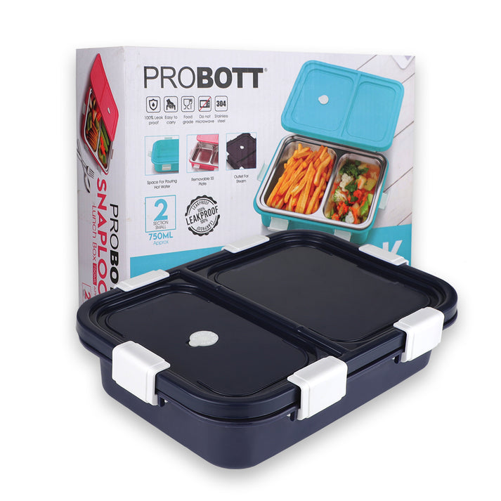 PROBOTT Snaplock 750 ml Stainless Steel Lunch Box, 2 Grid BPA Free Tif ...